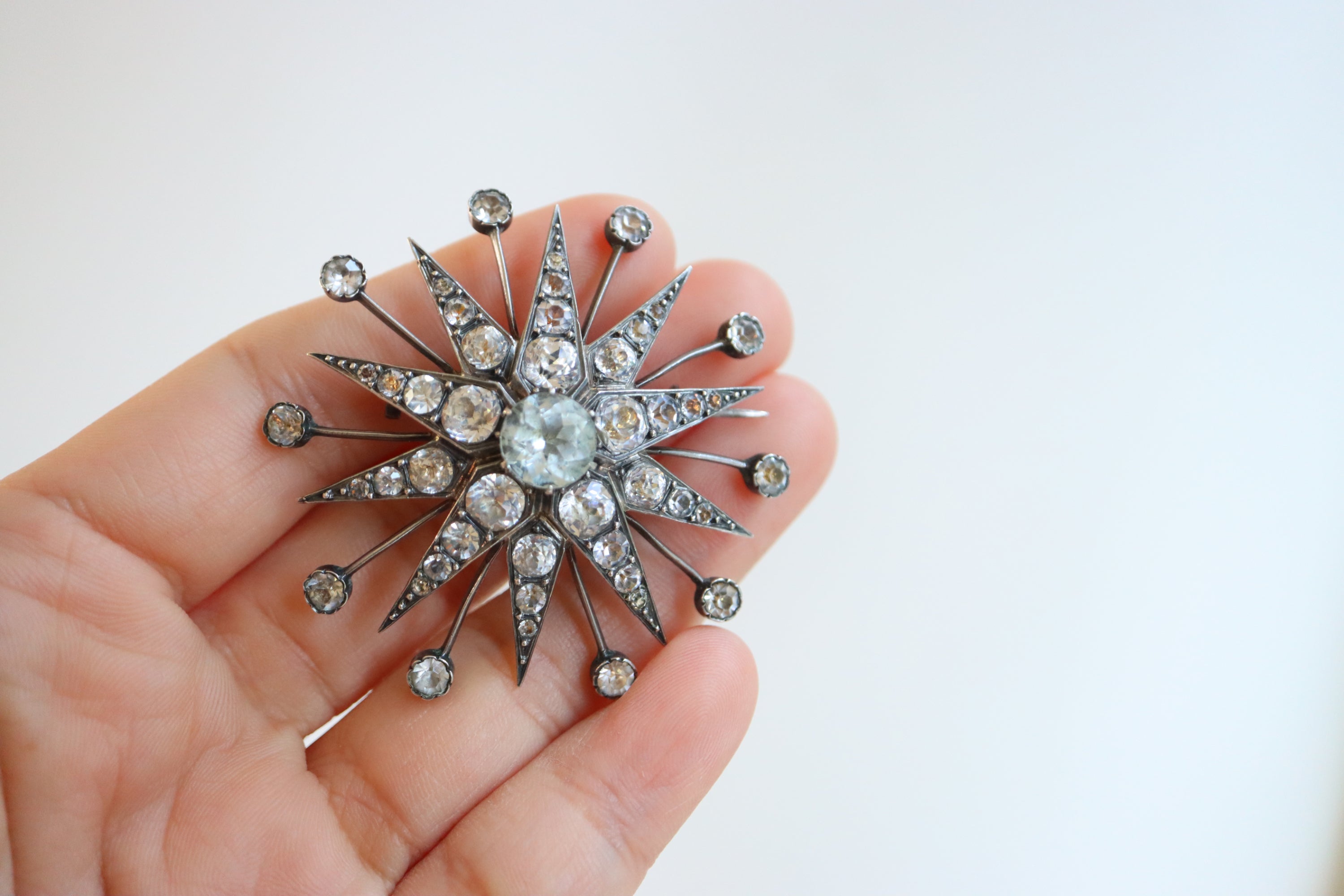 Antique 19thC Victorian Silver Paste Star Brooch, France – Rosa Bijoux