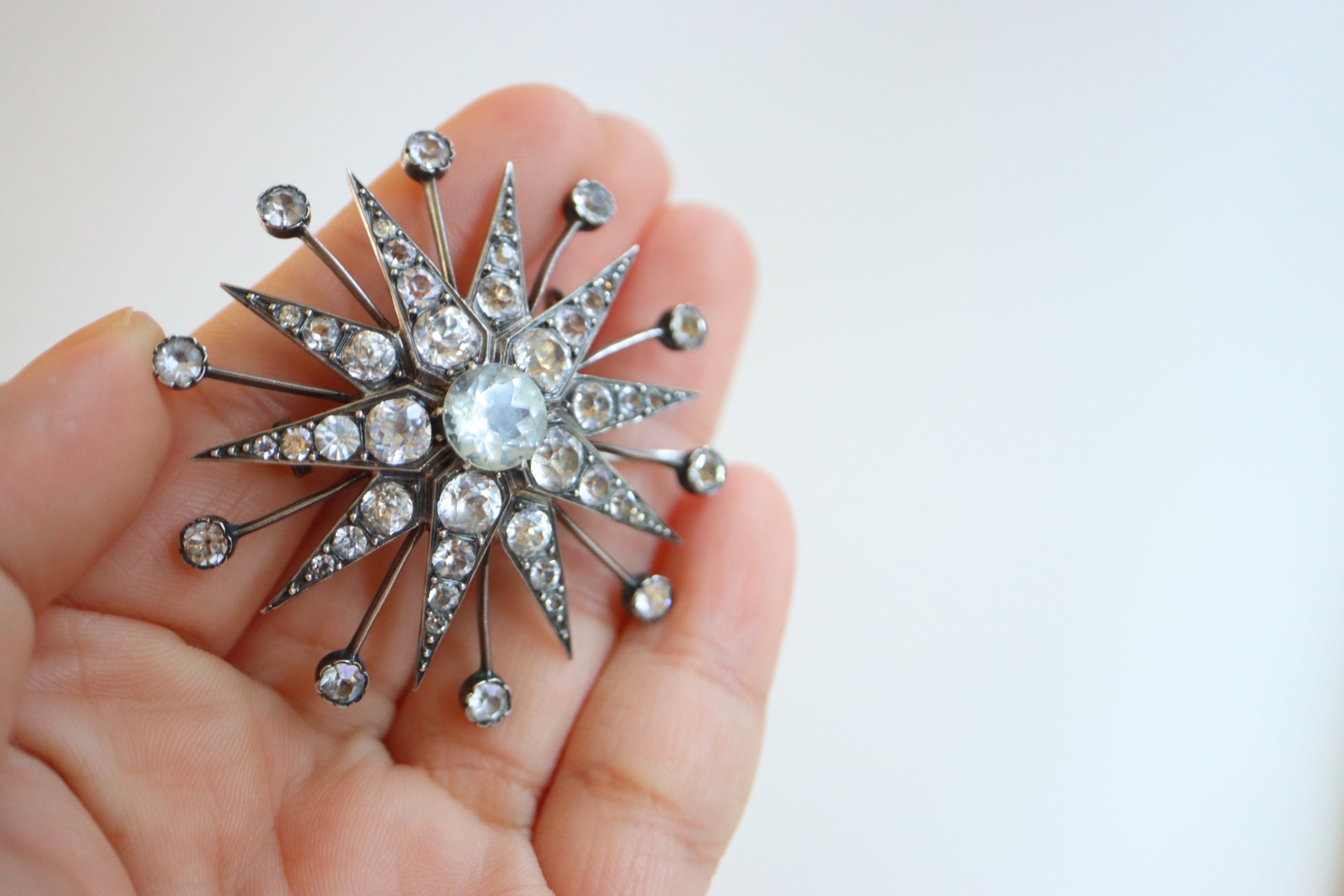 Antique 19thC Victorian Silver Paste Star Brooch, France – Rosa Bijoux