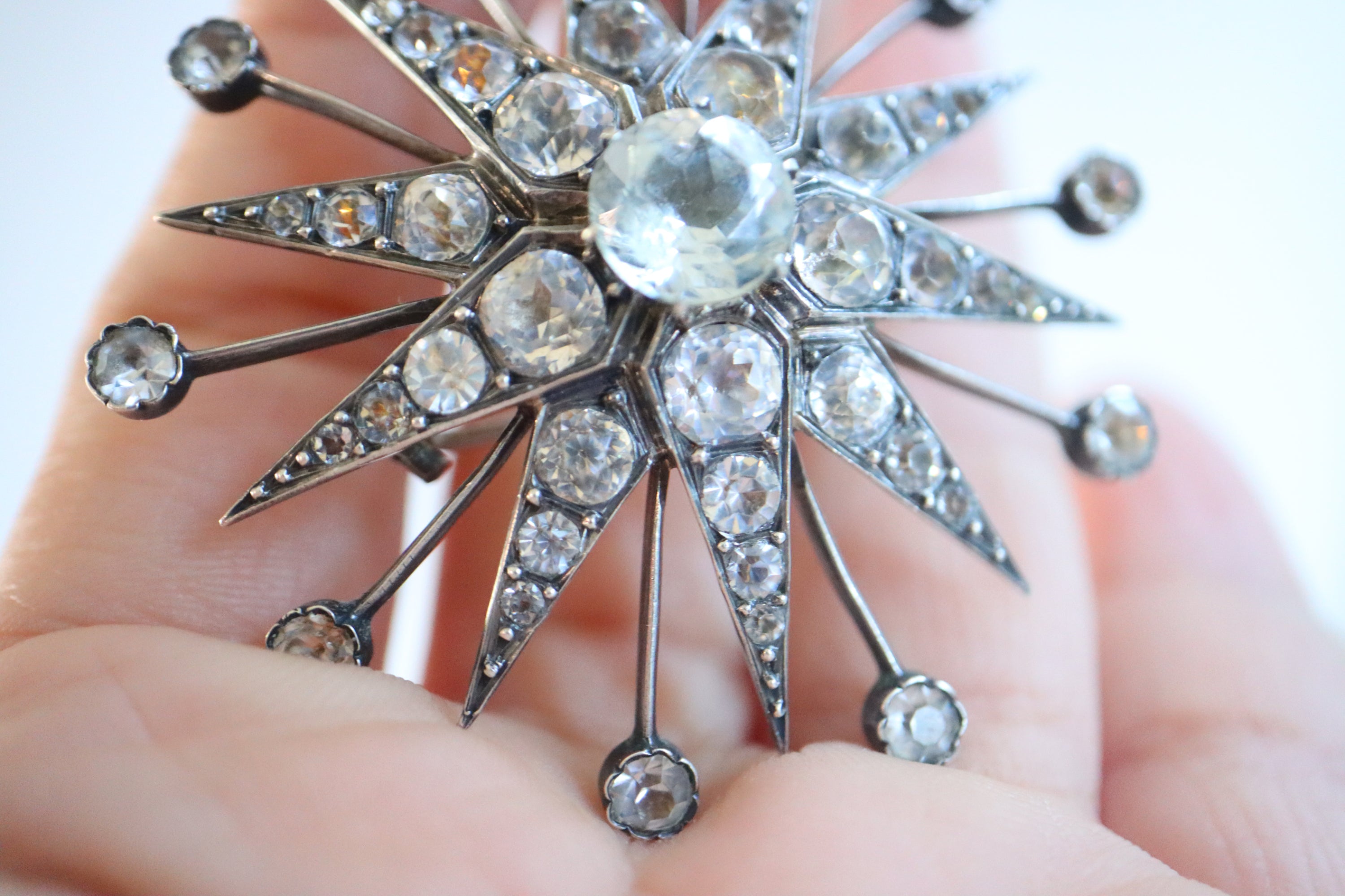 Antique 19thC Victorian Silver Paste Star Brooch, France – Rosa Bijoux